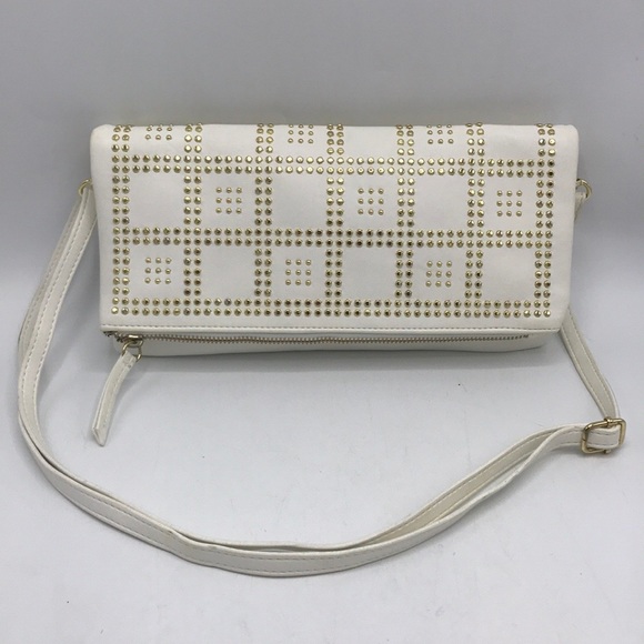Max Edition | Bags | Max Edition White Studded Clutch Crossbody Bag ...